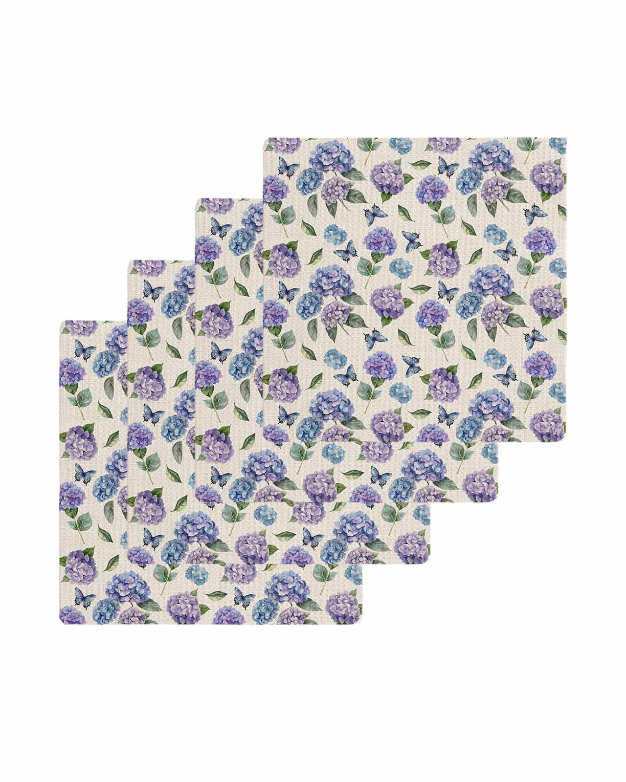 Purple Blue Hydrangea Kitchen Dish Towels for Drying Dishes Set of 4 ...