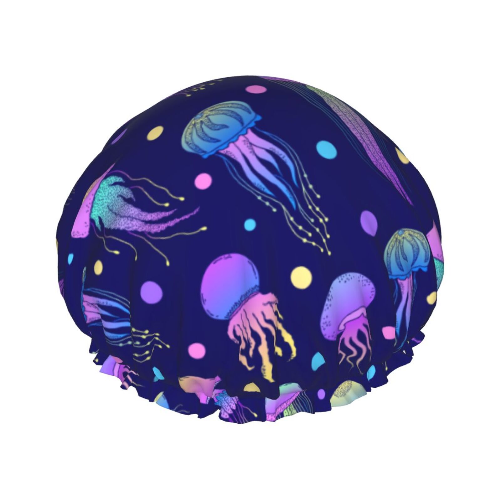 Purple Blue Jellyfish Shower Cap, Reusable Bath Hair Hat for all Hair ...