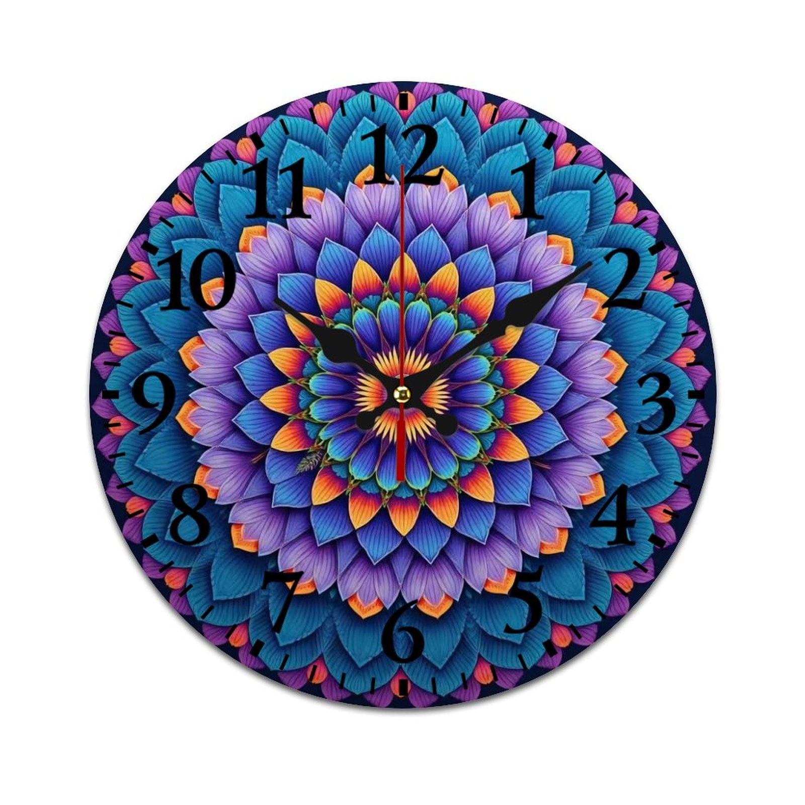 Purple Blue Mandala Pattern Wall Clock Modern Design Clocks Wall ...