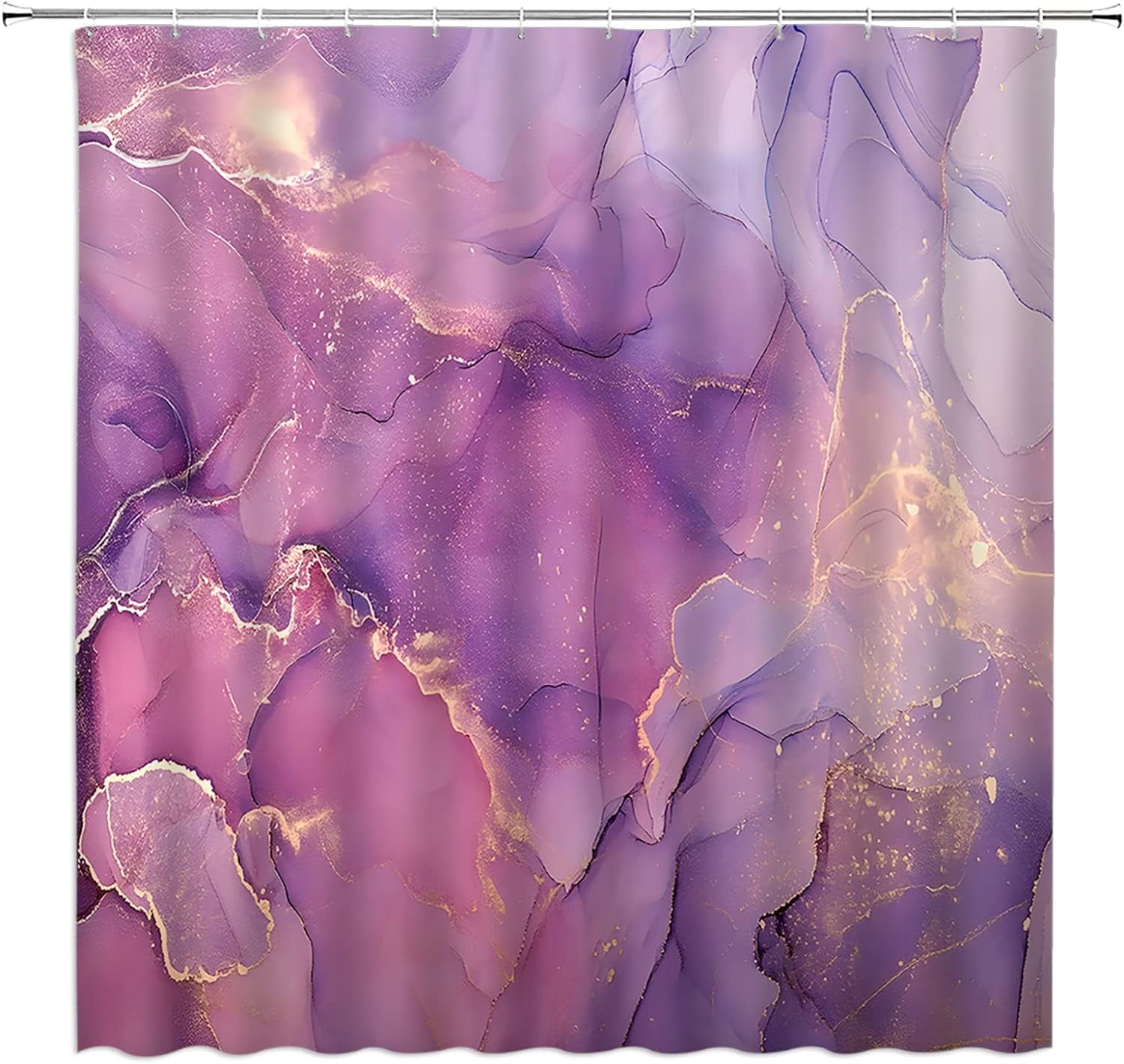 Purple Blue Marble Shower Curtain Abstract Marble Texture Gold Stripes