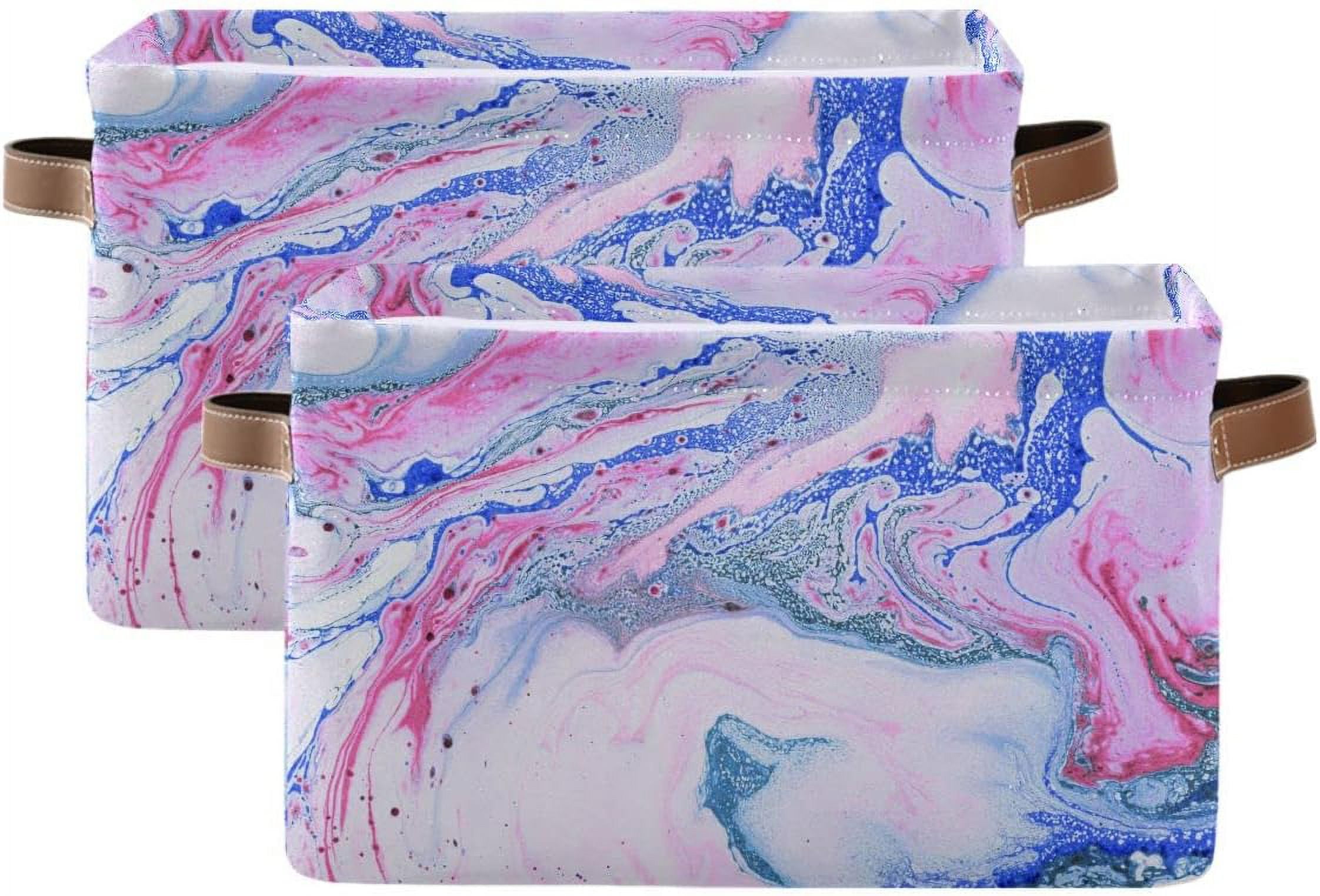 Purple Blue Marble Splash Square Storage Basket Storage Bins Canvas ...
