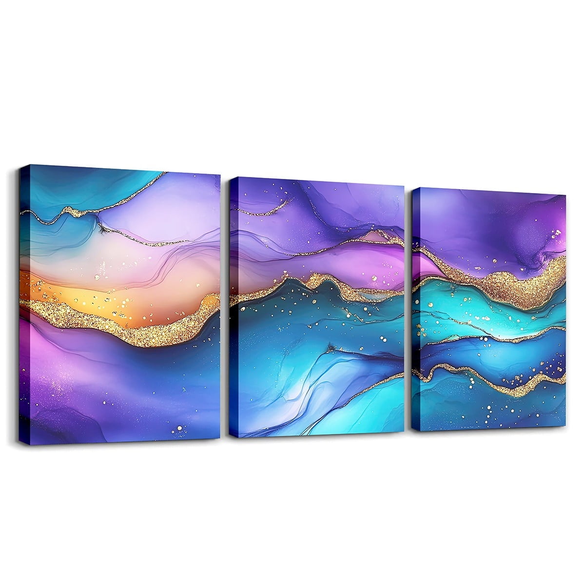 Purple Blue Marble Wall Art Watercolor Aesthetic Wall Decoration Modern ...
