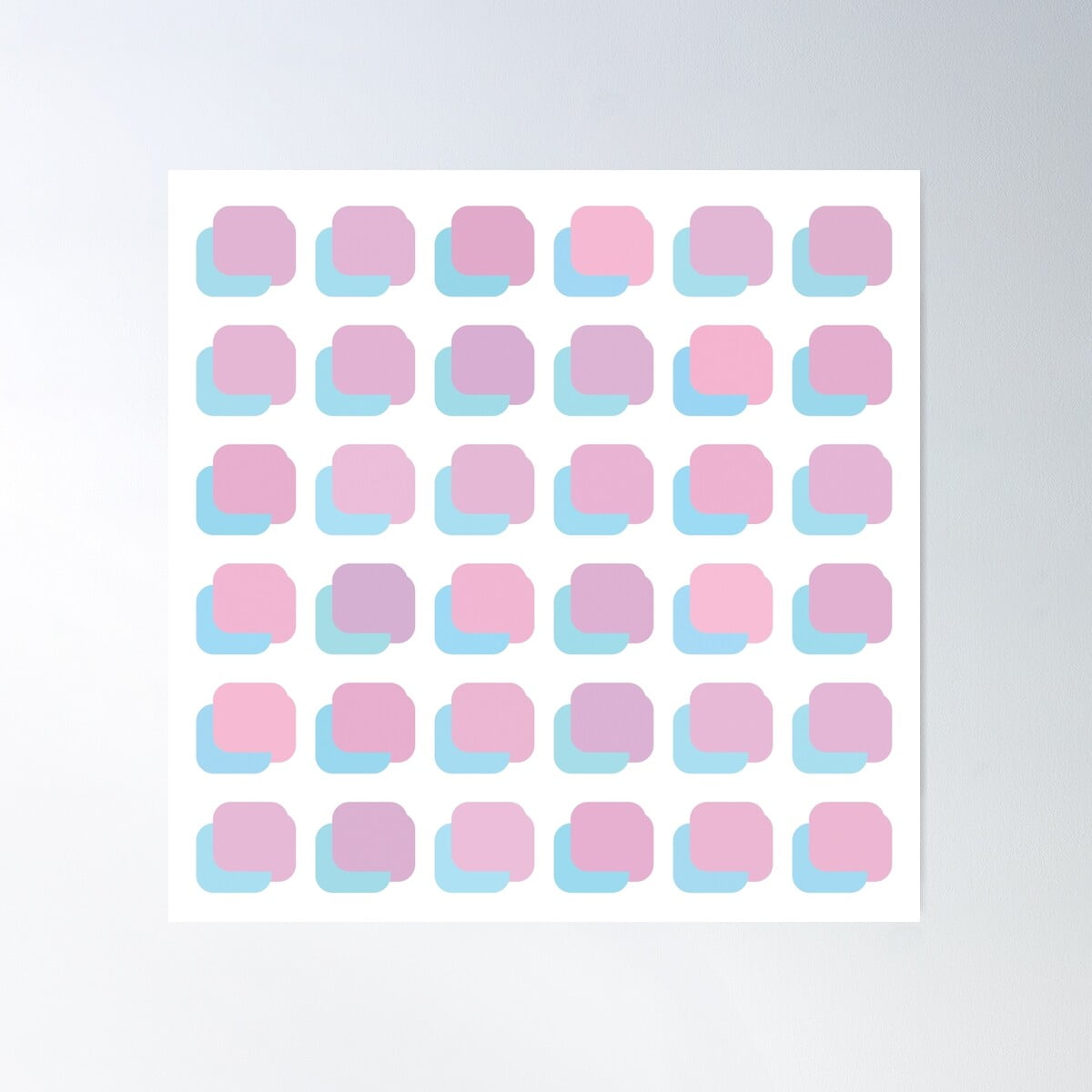 Purple Blue Pink Rounded Square Geometric Pastel Pattern Poster Wall ...