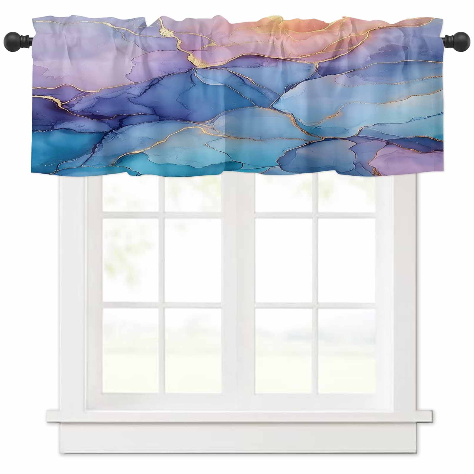 Purple Blue Valances for Windows Farmhouse Kitchen Curtains Valances ...