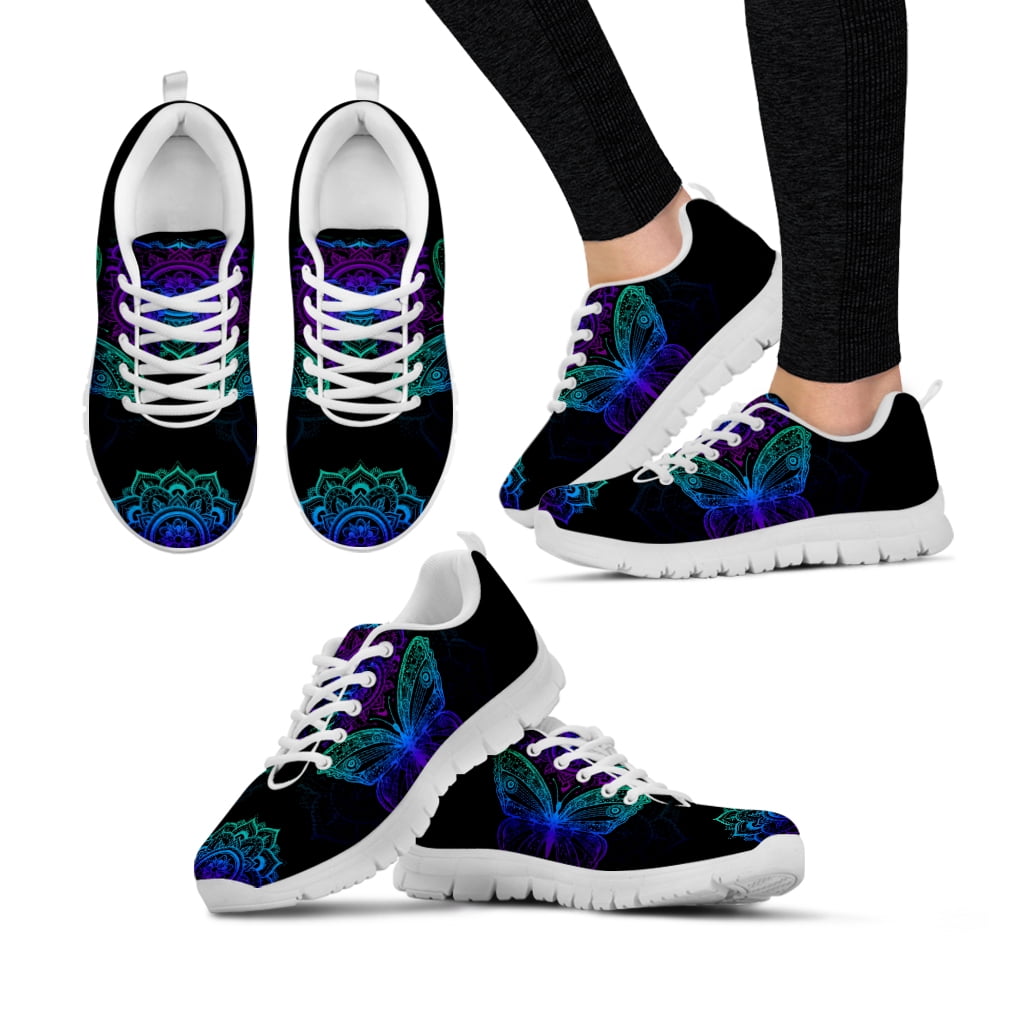 Purple Bohemian Mandala Flower Design Lightweight Outdoor Shoes ...