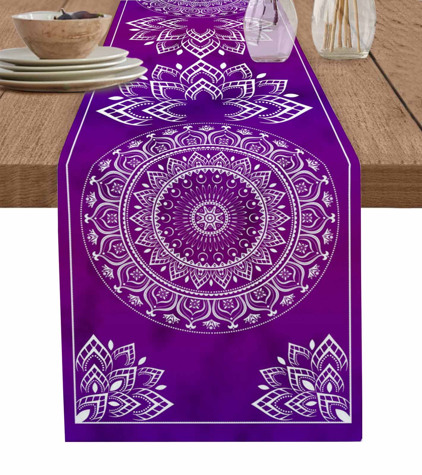 Purple Boho Burlap Cotton Table Runner 14x72 Inches Long, Vintage ...