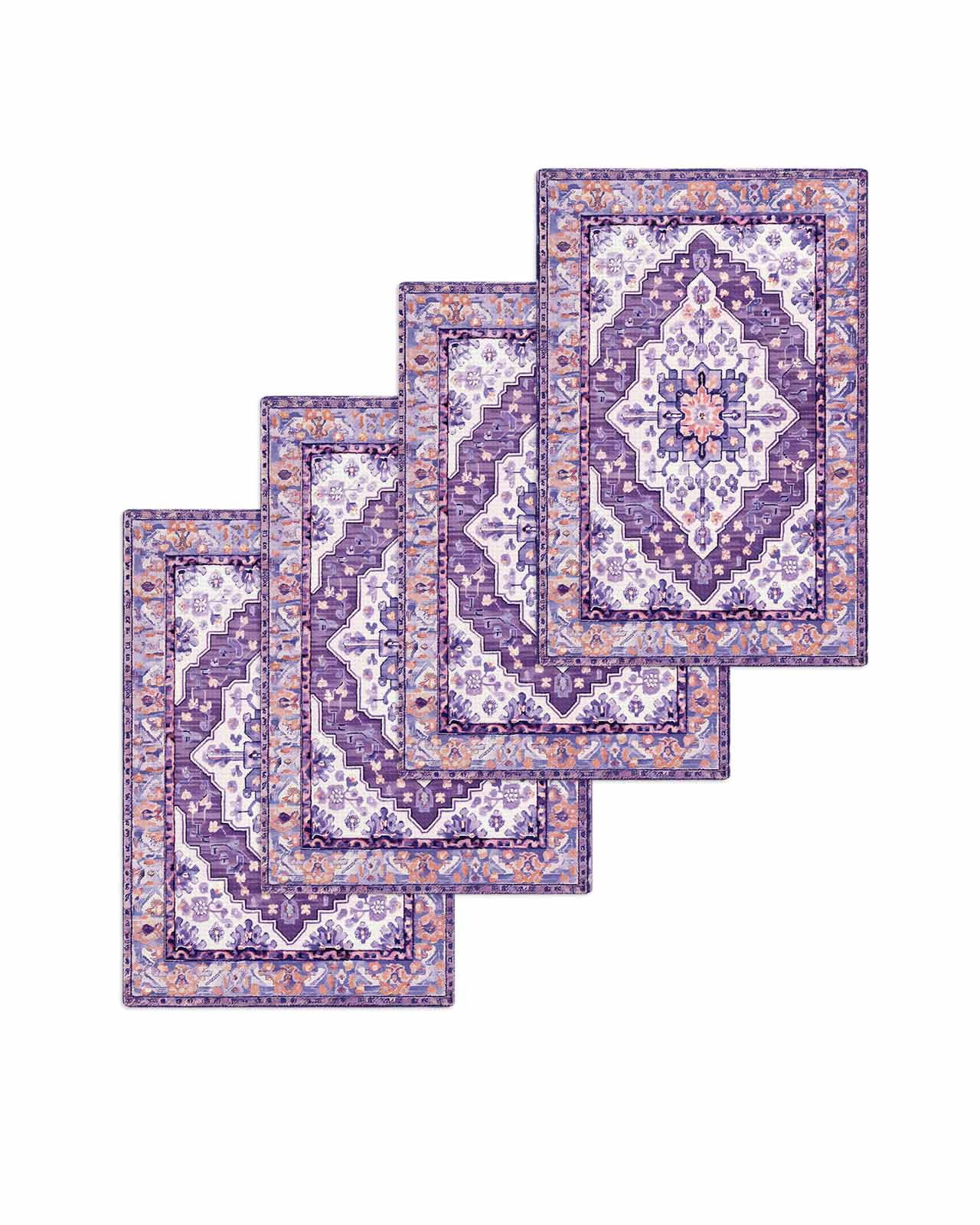 Purple Boho Kitchen Dish Towels for Drying Dishes Set of 4, Ethnic Geometric Middle Century Art ...