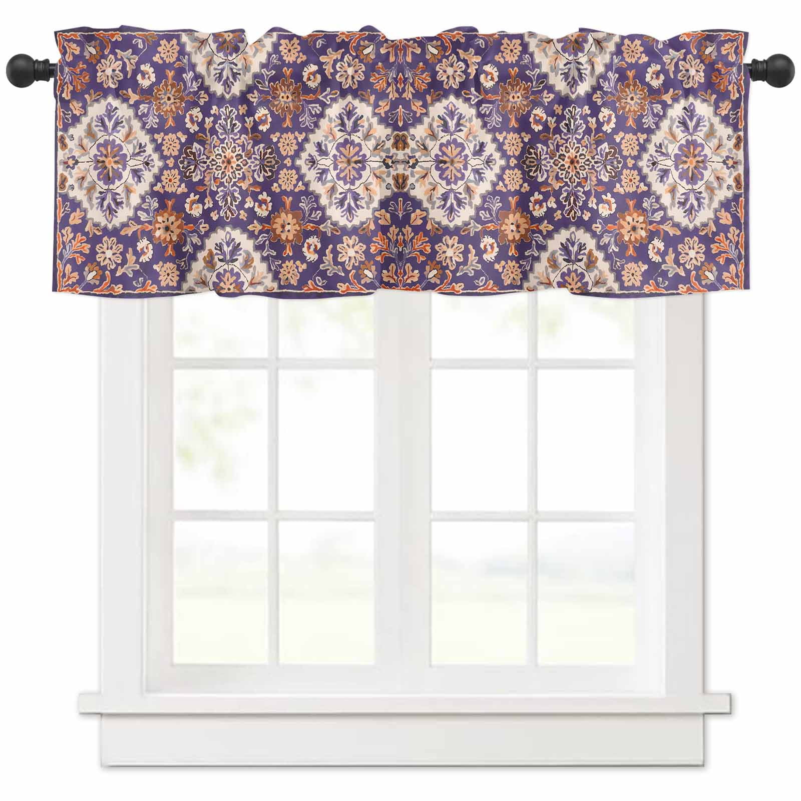 Purple Boho Valances for Windows Farmhouse Kitchen Curtains Valances ...