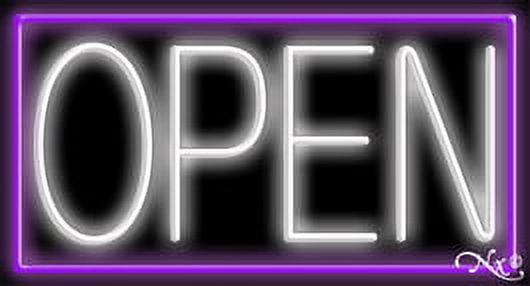 Purple Border With White Open LED Neon Sign 13 x 24 - inches, Black ...