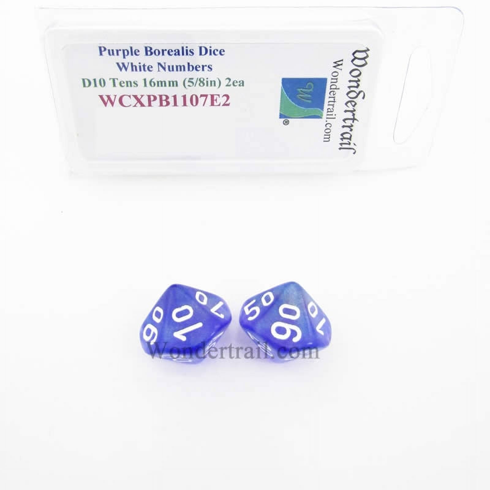 Purple Borealis Dice with White Numbers D10 Tens Aprox 16mm (5/8in ...