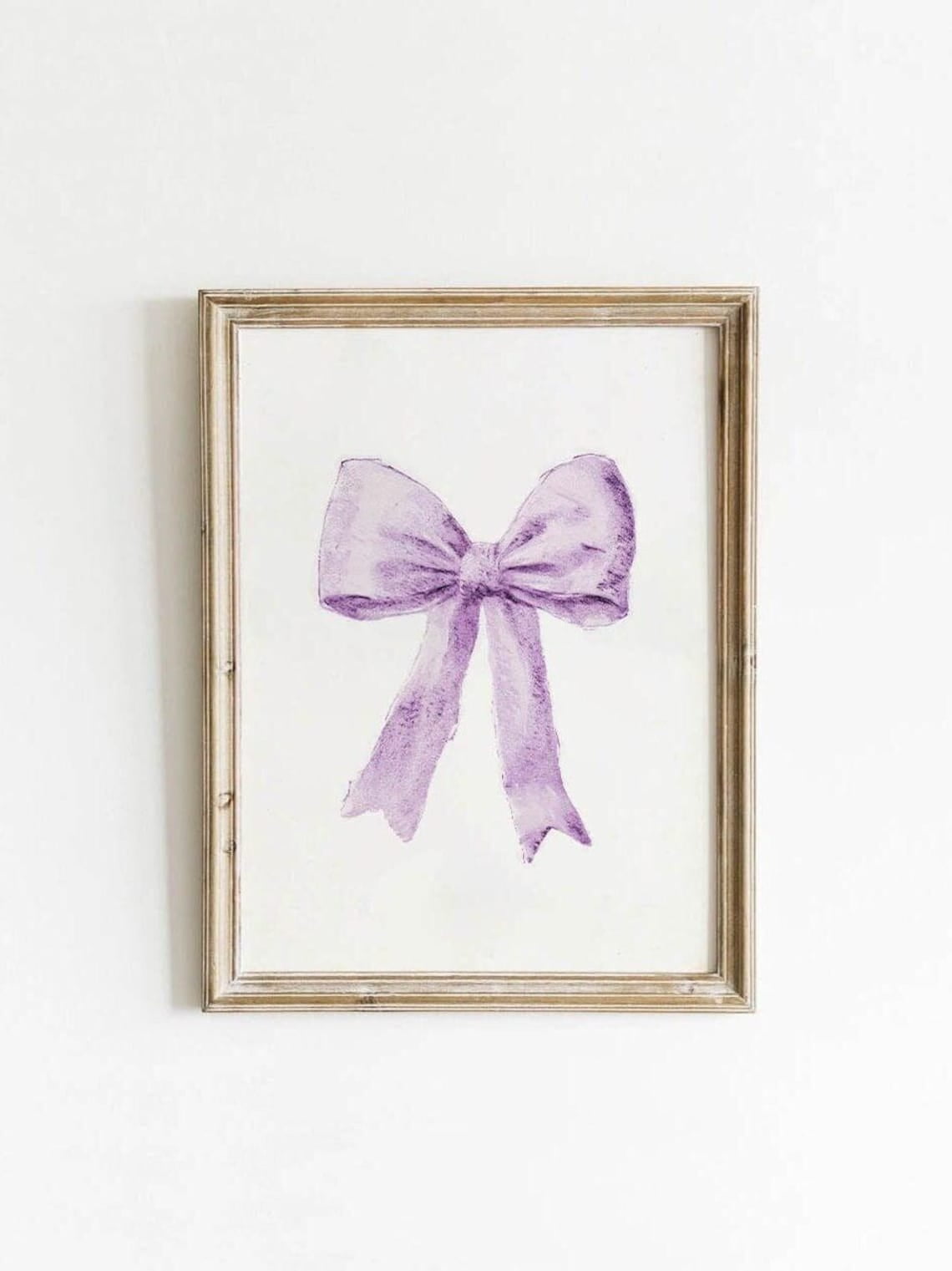 Purple Bow Print Preppy Aesthetic Poster Wall Art College Dorm Decor ...