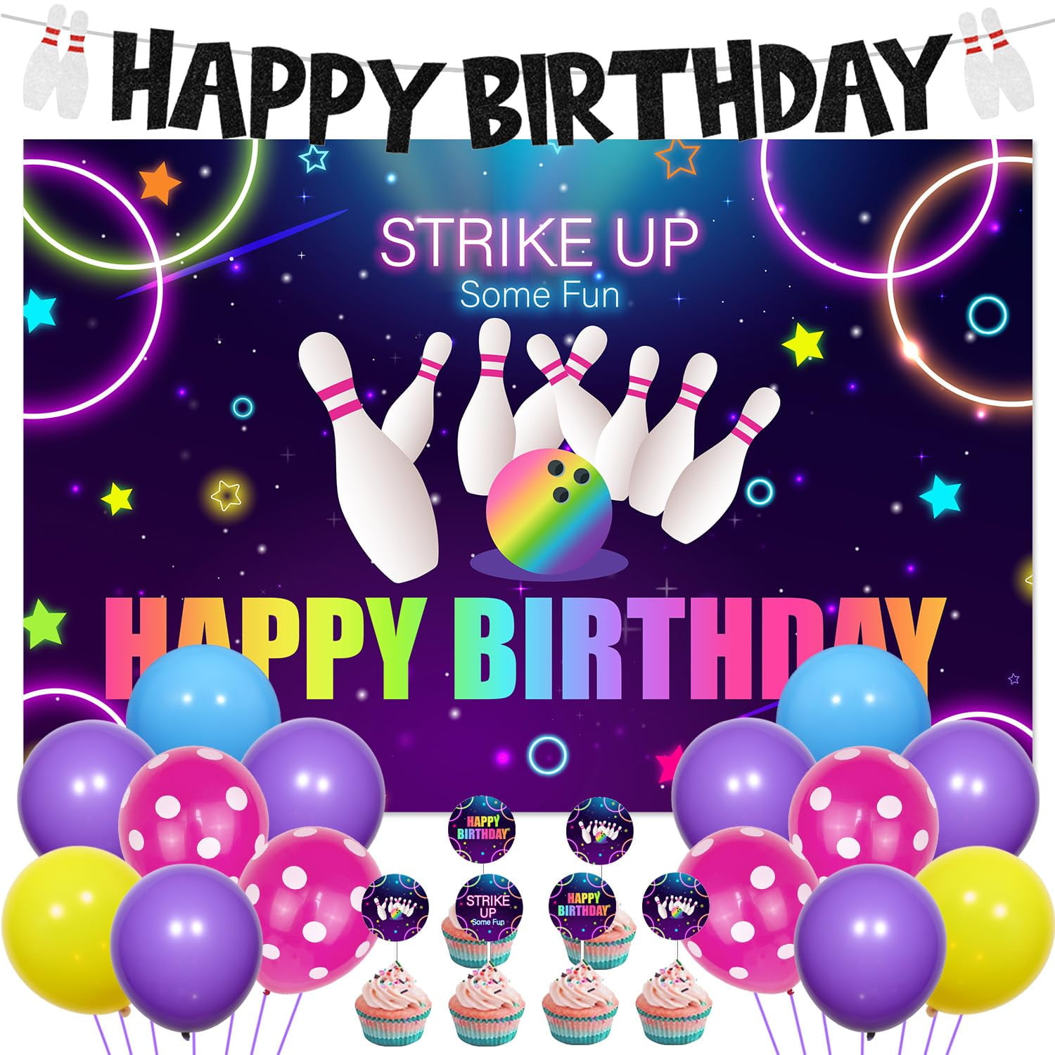 Purple Bowling Themed Party Decorations, Let's Strike up Some Fun ...