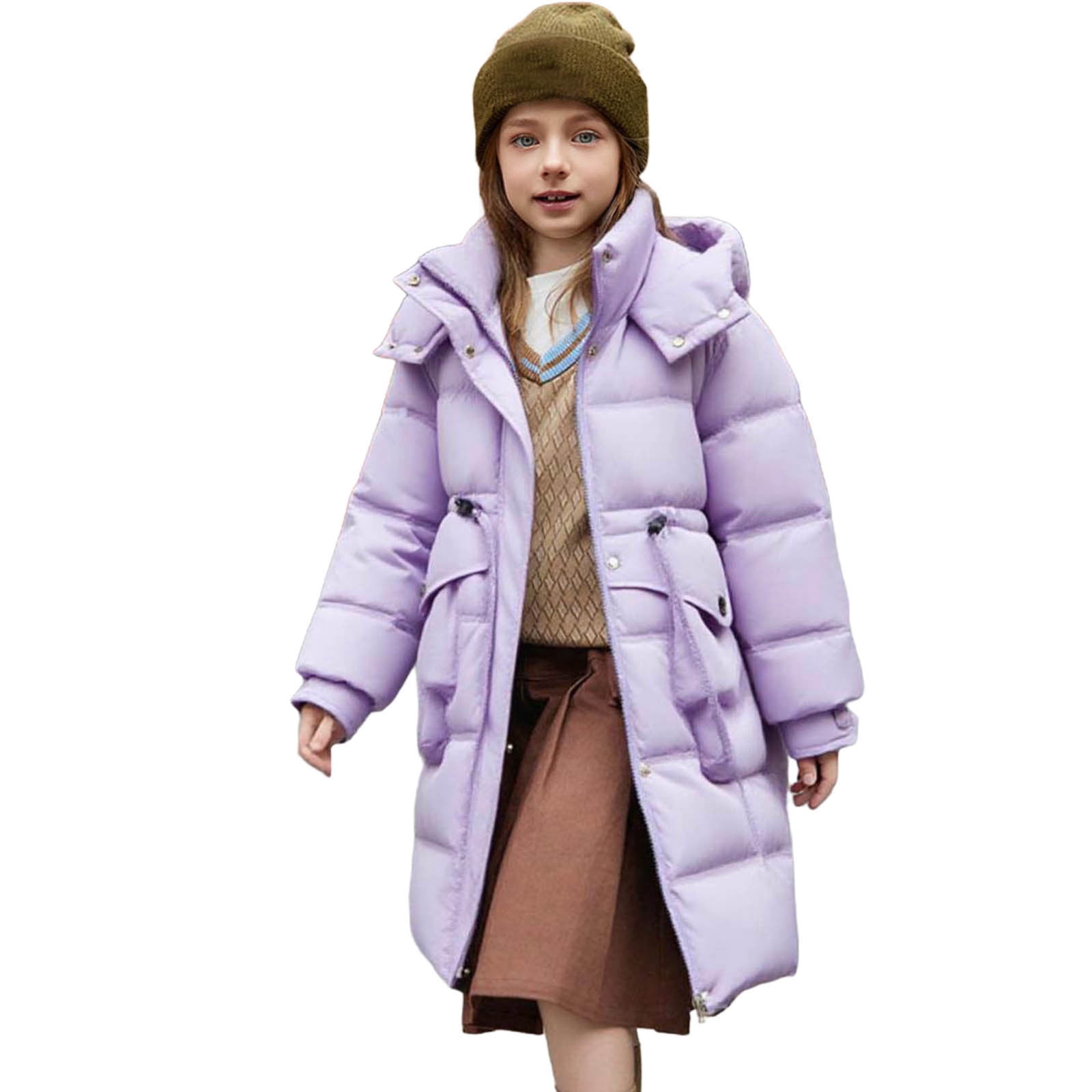 Purple Boy Girl Children Boy Girl Brunch Zip Up Puffer Jackets Hoods ...