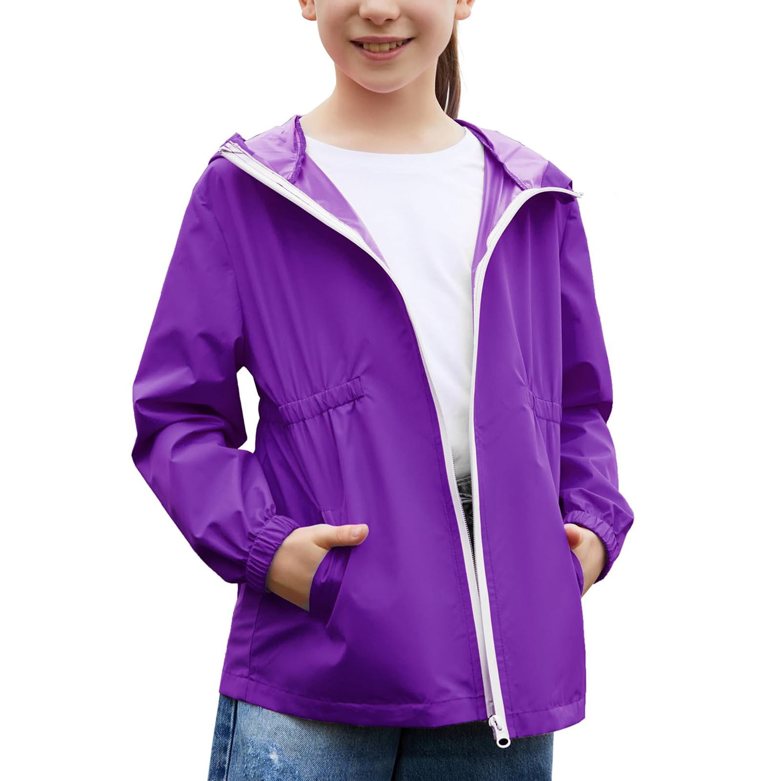 Purple Boy Girl Kids Girl Boy Waterproof Lightweight Jackets Trench ...