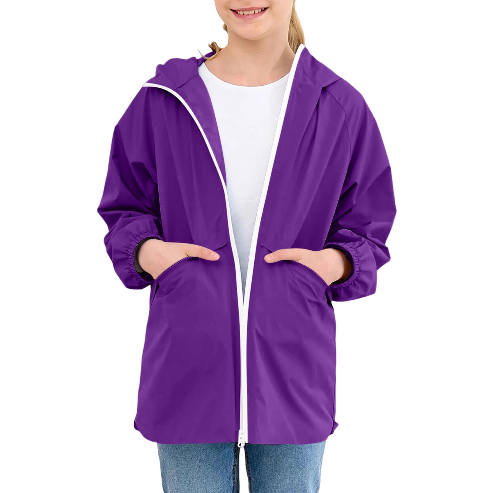 Purple Boy Girl Waterproof Trench for Kids Girl Boy Winter Fall Spandex ...