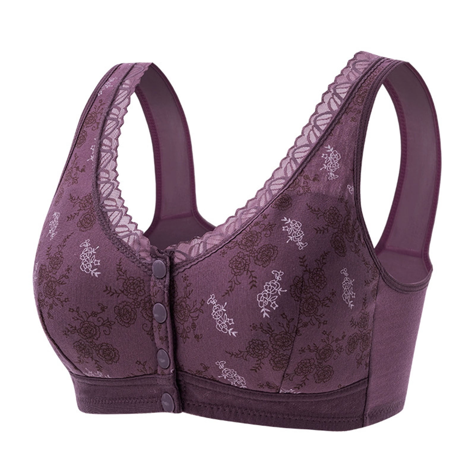 Purple Bras for Women Lace Spandex Loose Fit Oversized Thin Seamless ...
