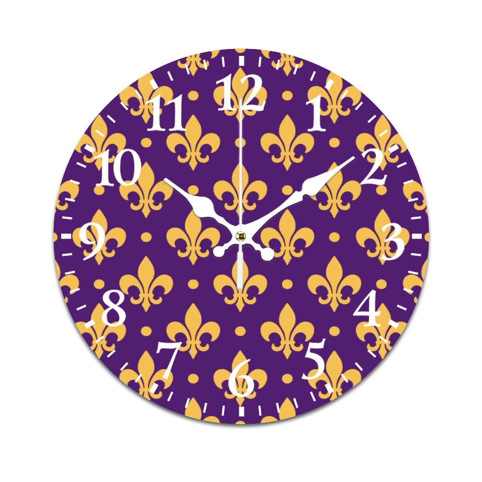 Purple Bright Mardi Gras - Fleur De Lis Wall Clock Modern Design Clocks ...