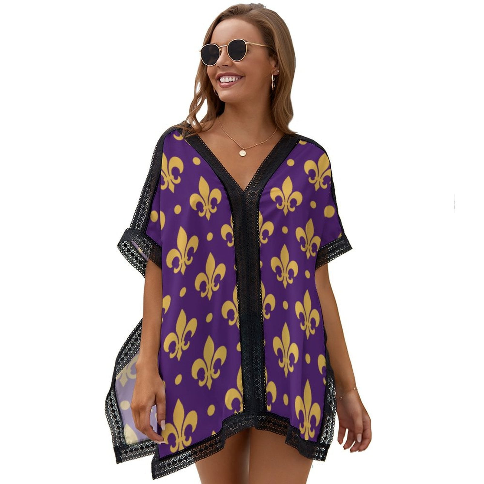 Purple Bright Mardi Gras - Fleur De Lis Women's Swimsuit Coverup Summer ...