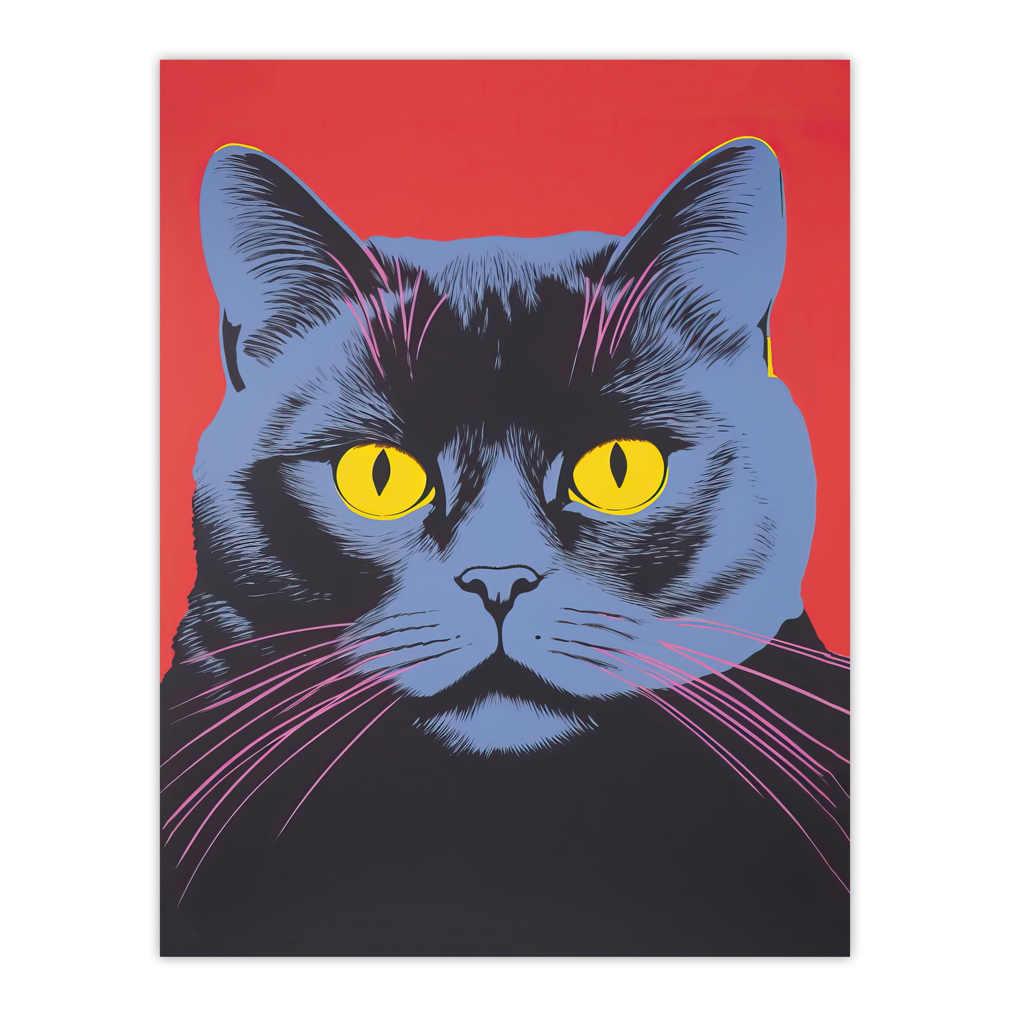 Purple British Shorthair Cat Bold Vibrant Screen Print Coral Pink ...