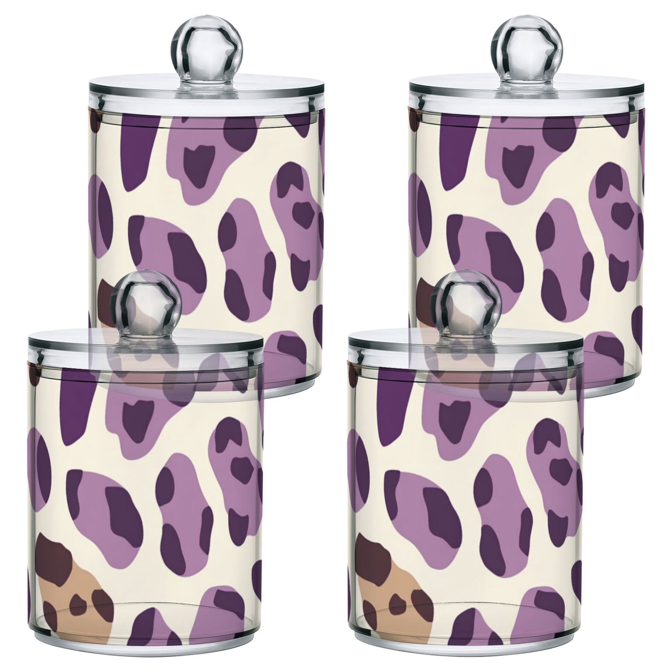 Purple Brown Leopard Skin Print Translucent Plastic Cans Storage ...