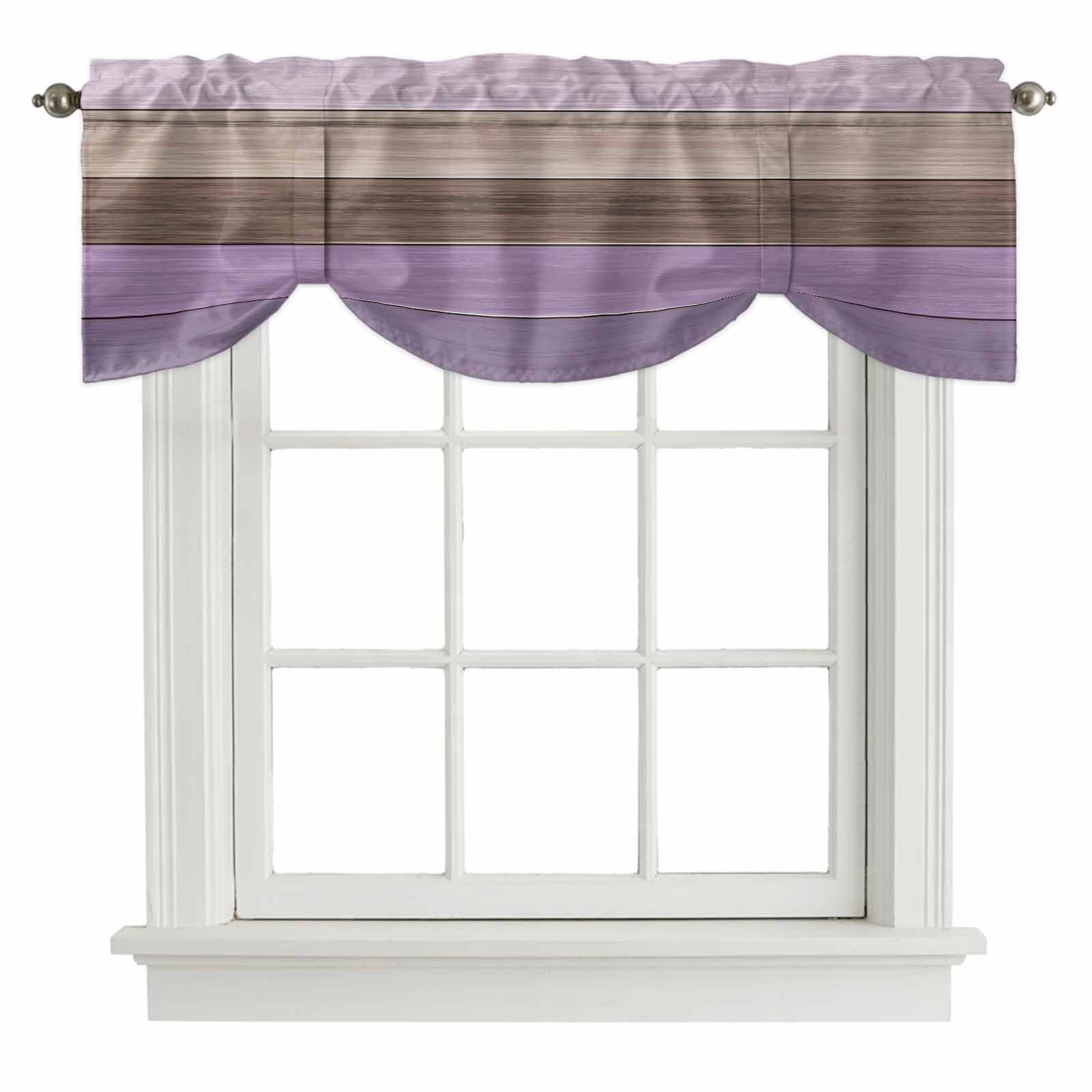 Purple Brown Tie Up Valance Curtains for Windows, Kitchen Curtains ...