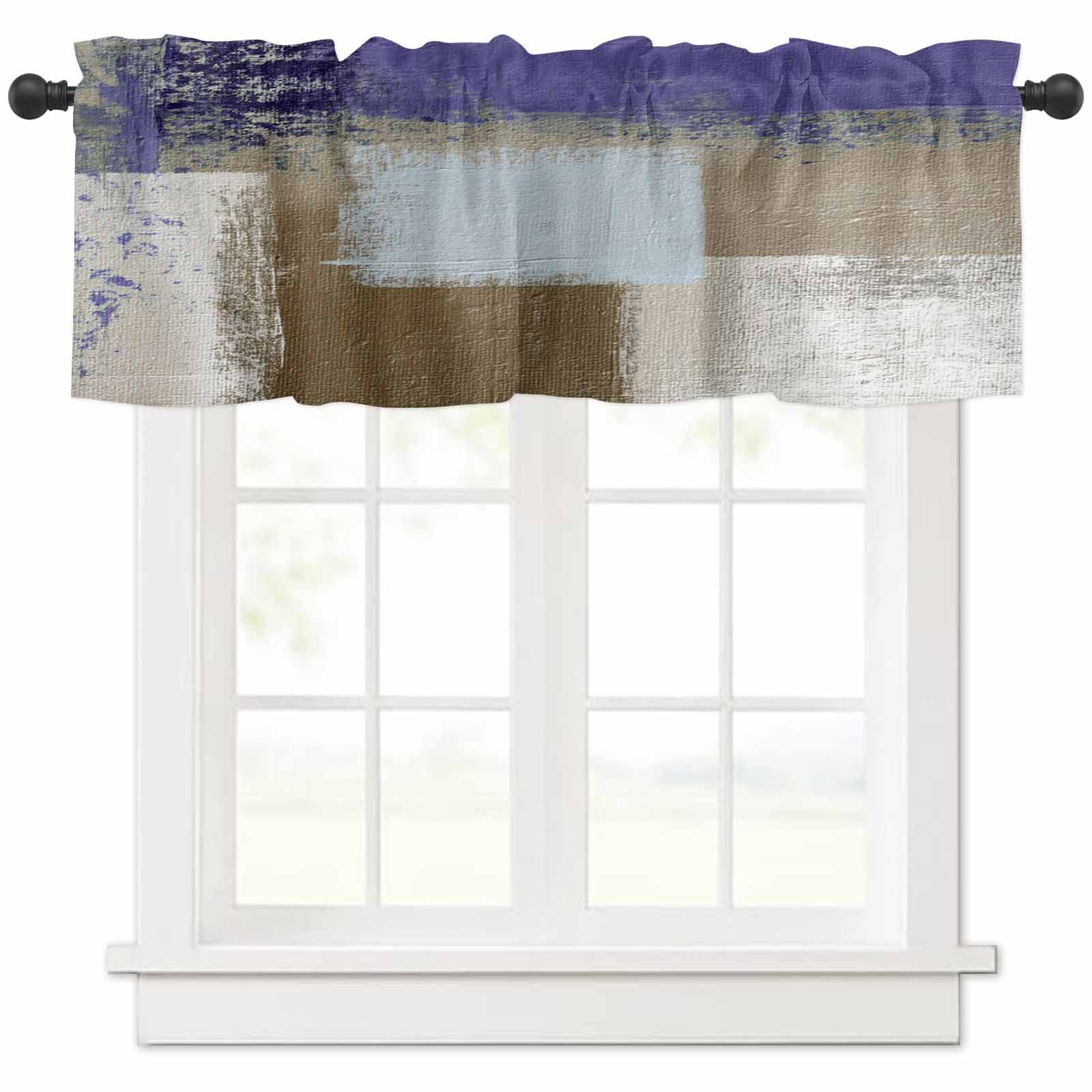 Purple Brown Valances for Windows Farmhouse Kitchen Curtains Valances ...