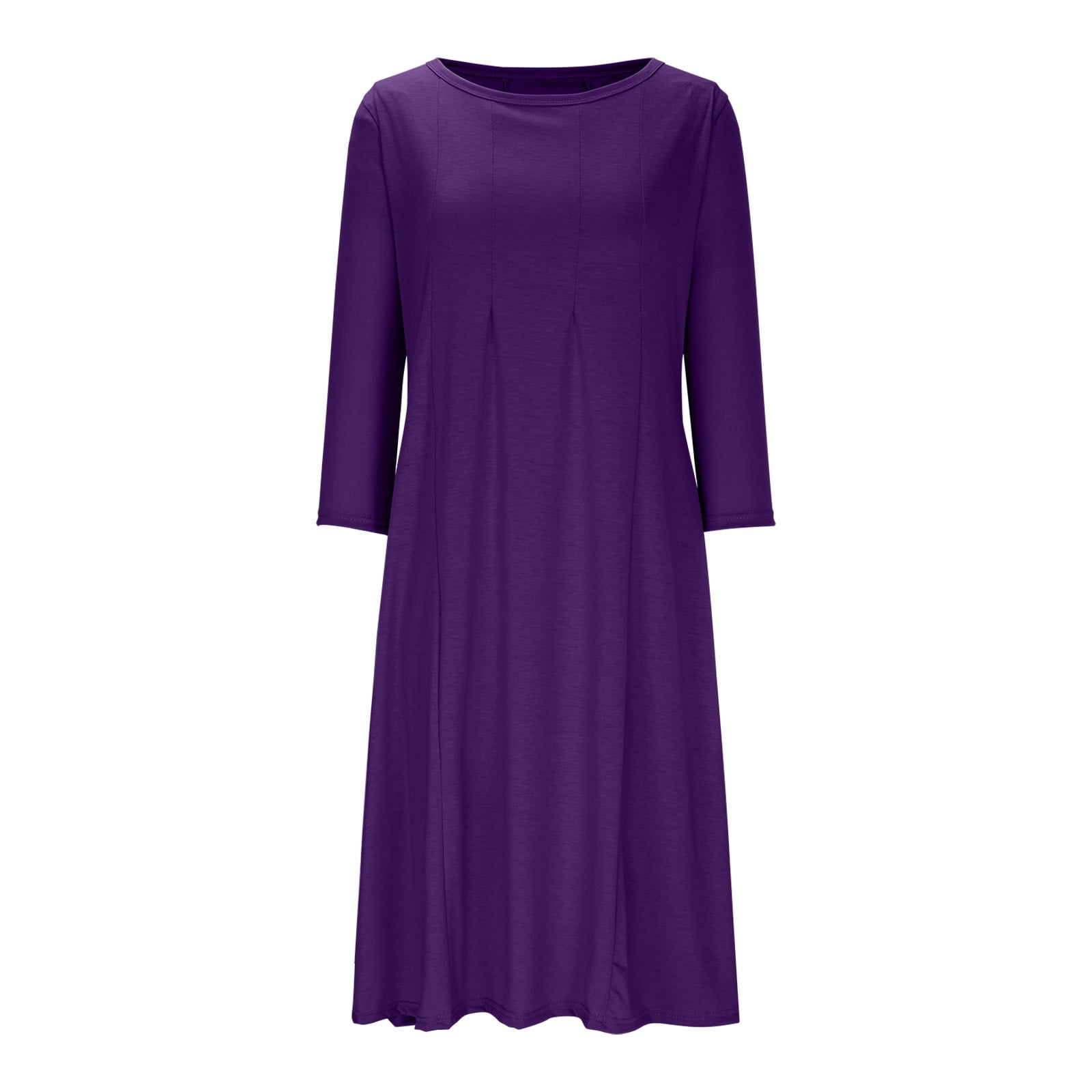 Purple Brunch Dresses for Women Fall Summer 3/4 Length Sleeve Boat Neck Midi Knee High Loose Fit ...