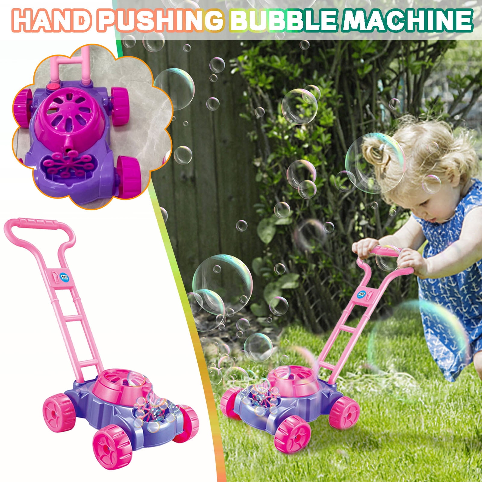 And Purple Bubble Mower For Toddlers | Electronic Blower Machine | Blowing Push Toys For Kids ...