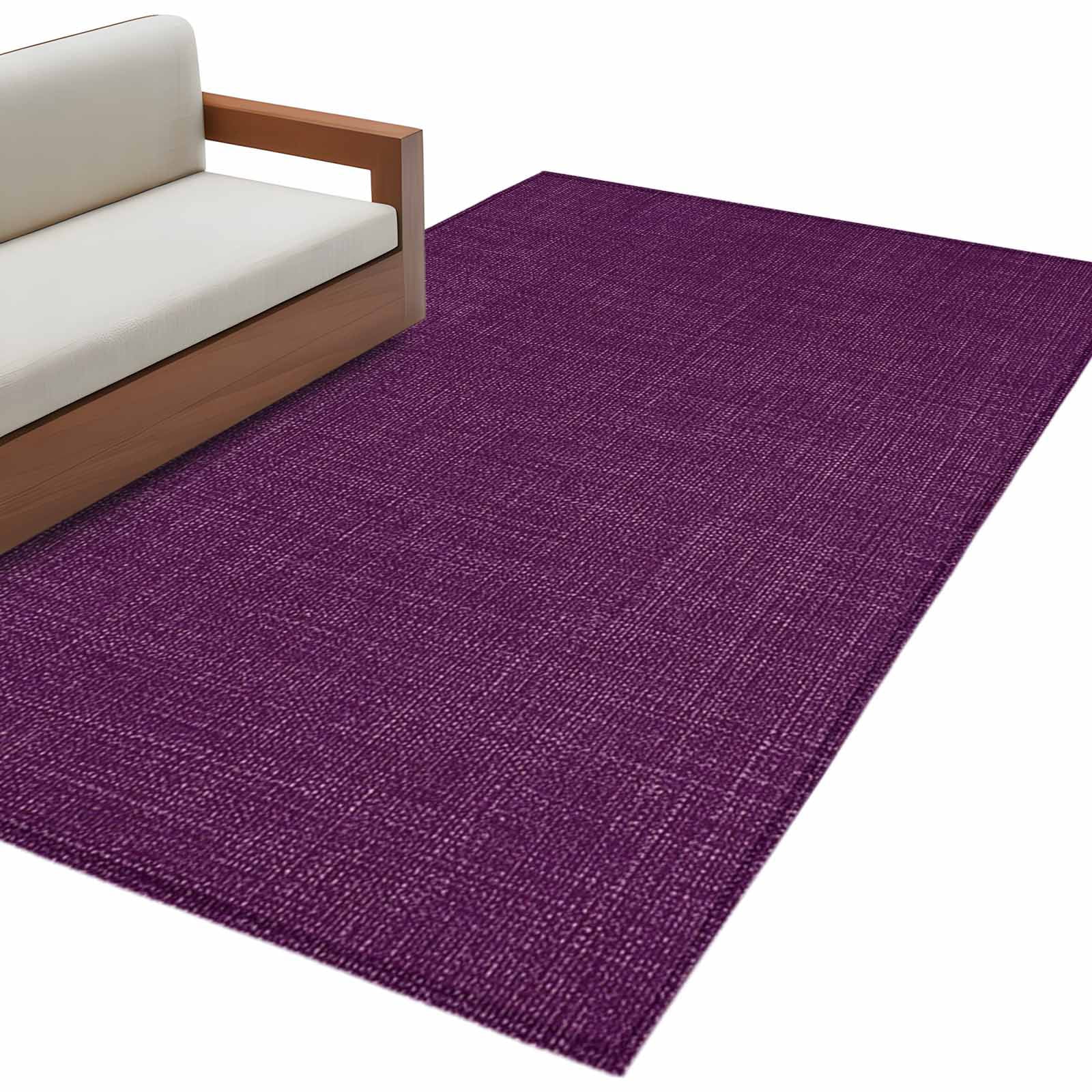 Purple Burlap Texture Area Rug 3x5 FT, Non Slip Entryway Bedside Carpet ...