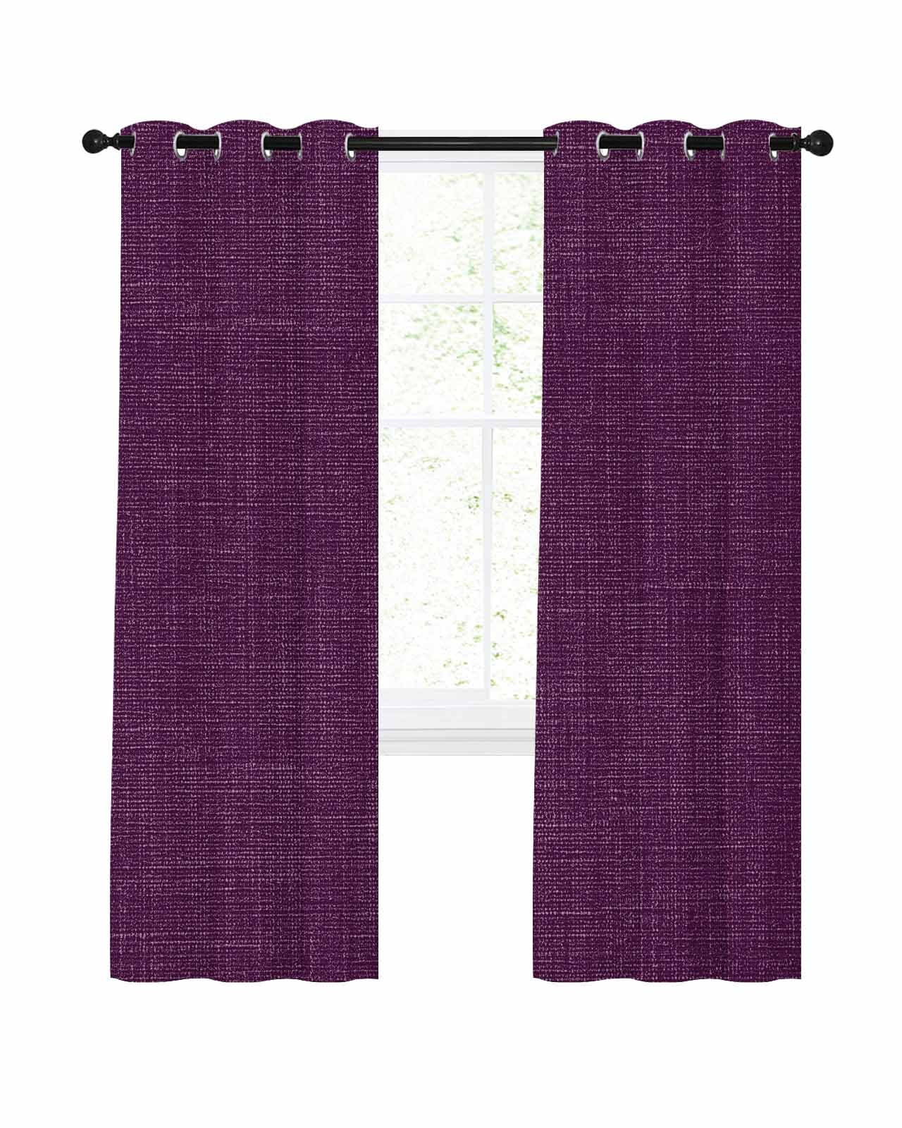 Purple Burlap Texture Blackout Curtains 39 Inches Long for Bedroom ...