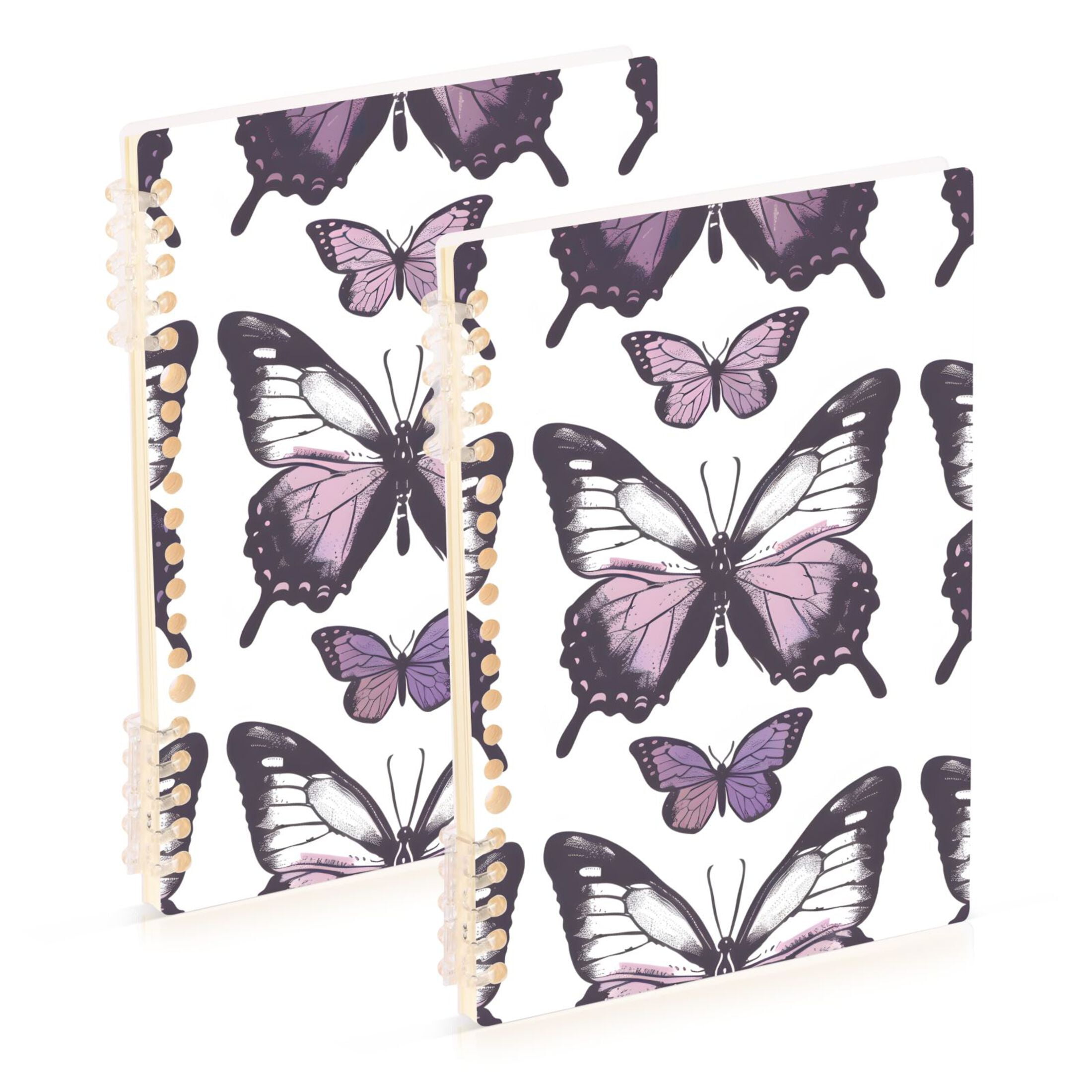 Purple Butterflies Ring Binder Notebook Journey Note Diary College ...