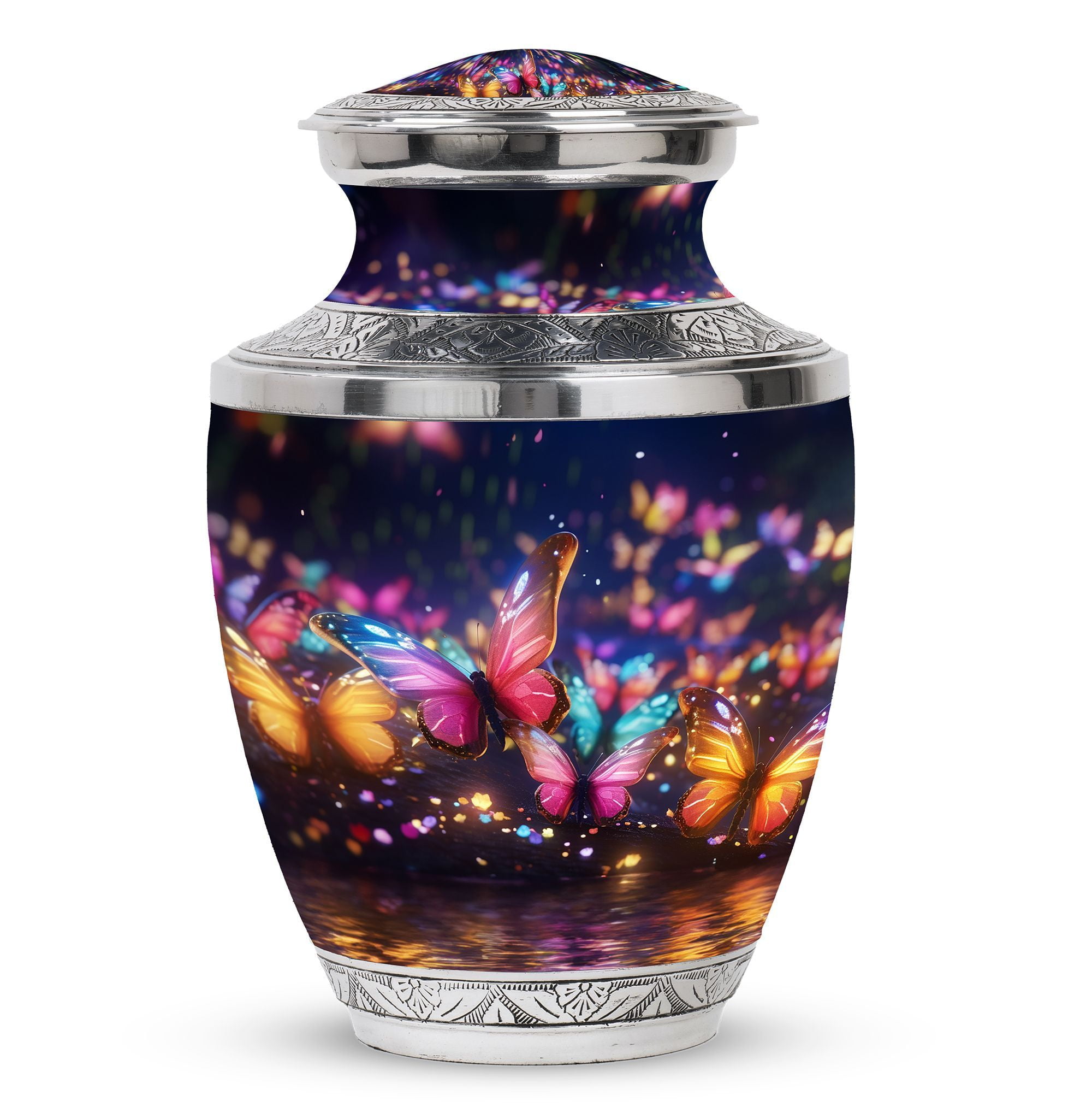 Purple Butterflies Urn for Human Ashes, Large Decorative Urns for Ashes ...