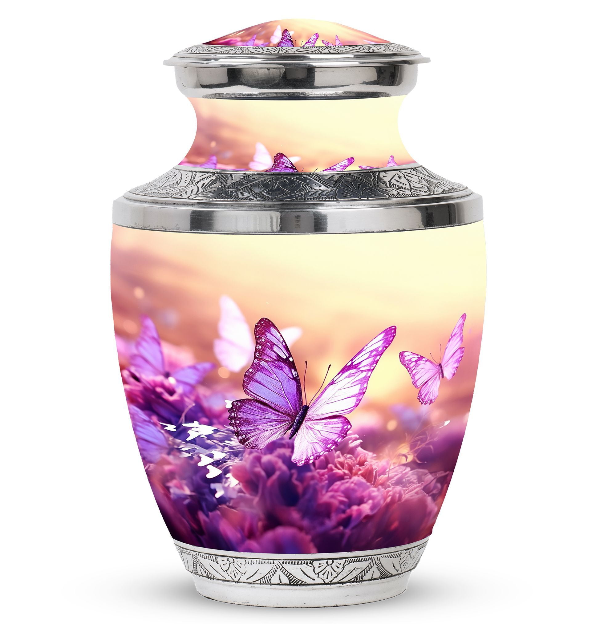 Purple Butterflies Urn for Human Ashes, Large Decorative Urns for Ashes ...