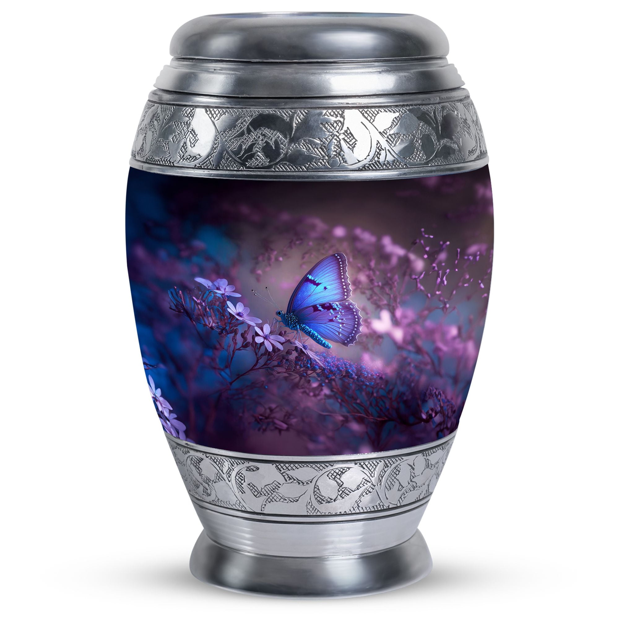 Purple Butterflies Urns For Human Ashes Adult Male, Decorative Urns For ...