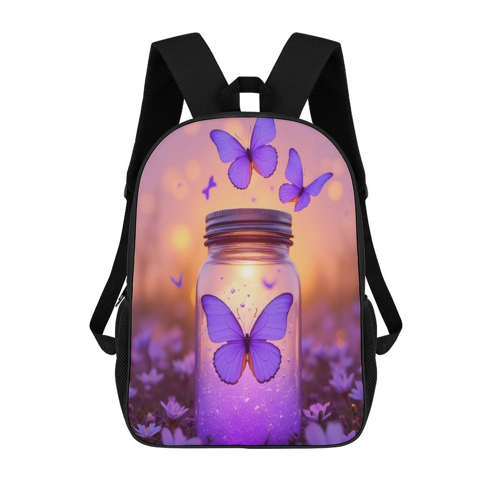 Purple Butterflies in A Jar 3D Print 17in adolescent Backpack knapsack ...