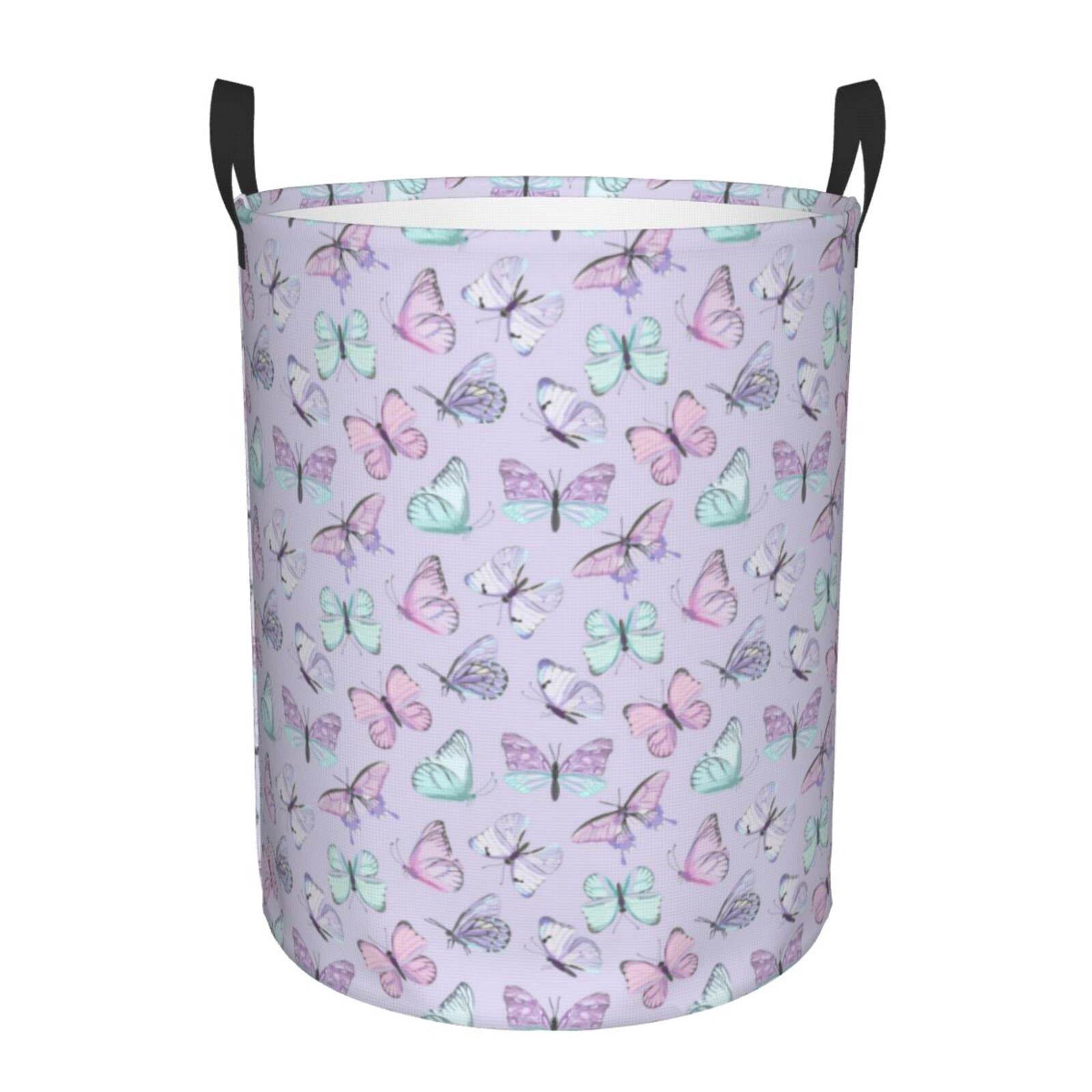 Purple Butterfly (2) Laundry Basket with Handles - Freestanding Laundry ...