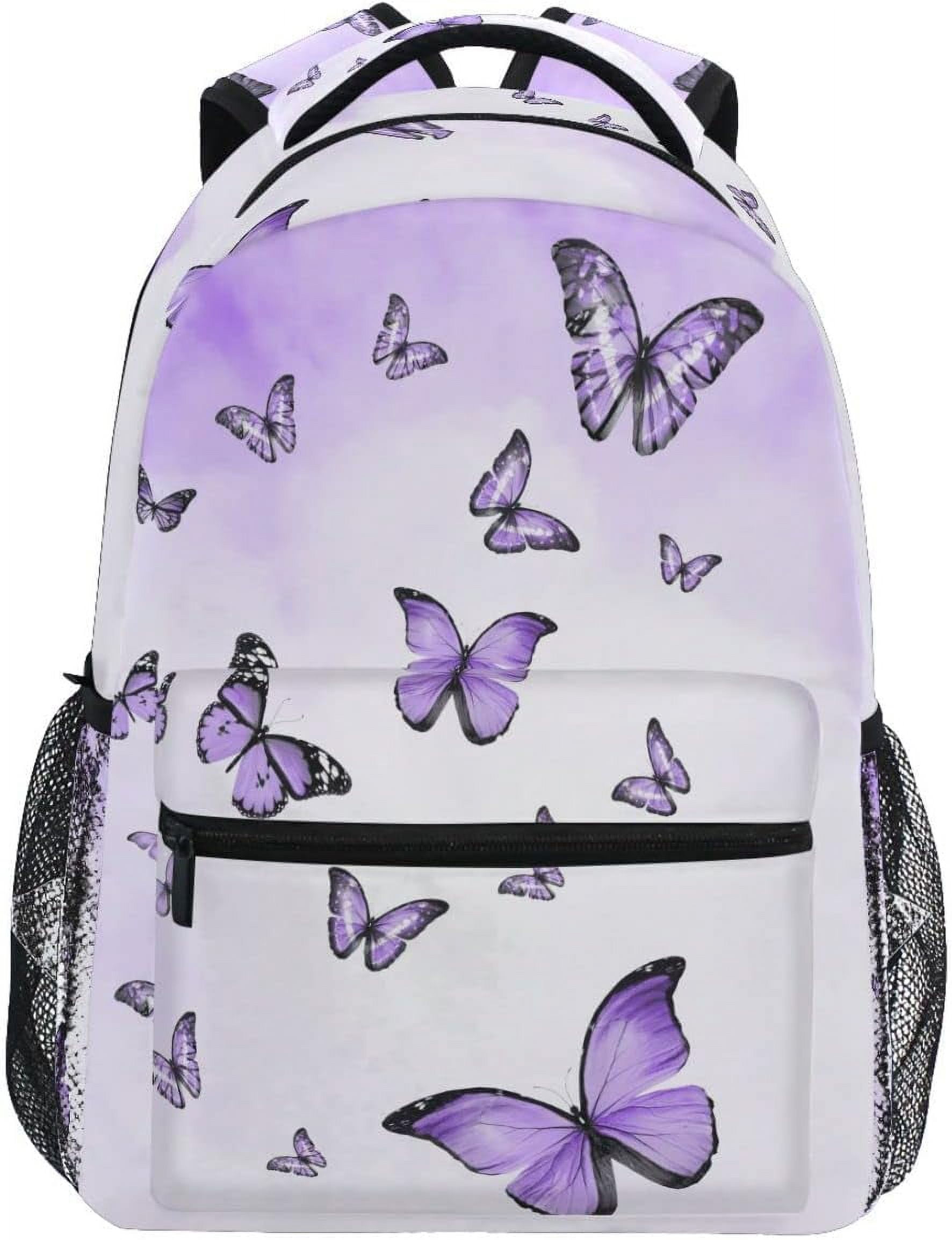 Purple Butterfly Backpack for Girls Cute Kawaii Kids School Backpacks ...
