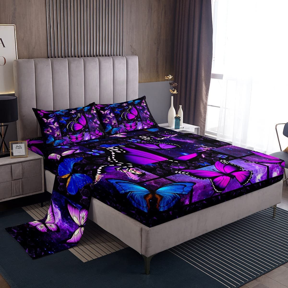 Walmart's Purple Butterfly Twin Bed Sheet Set, Deep Pocket, Mystic ...