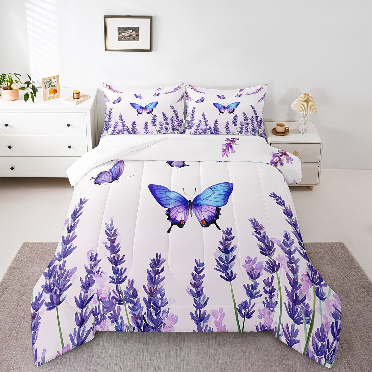 Purple Butterfly Bedding Purple Lavender Comforter Set Dreamy Butterfly ...