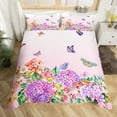 Purple Butterfly Bedding Set for Girls Kids Pink Gradient Duvet Cover ...