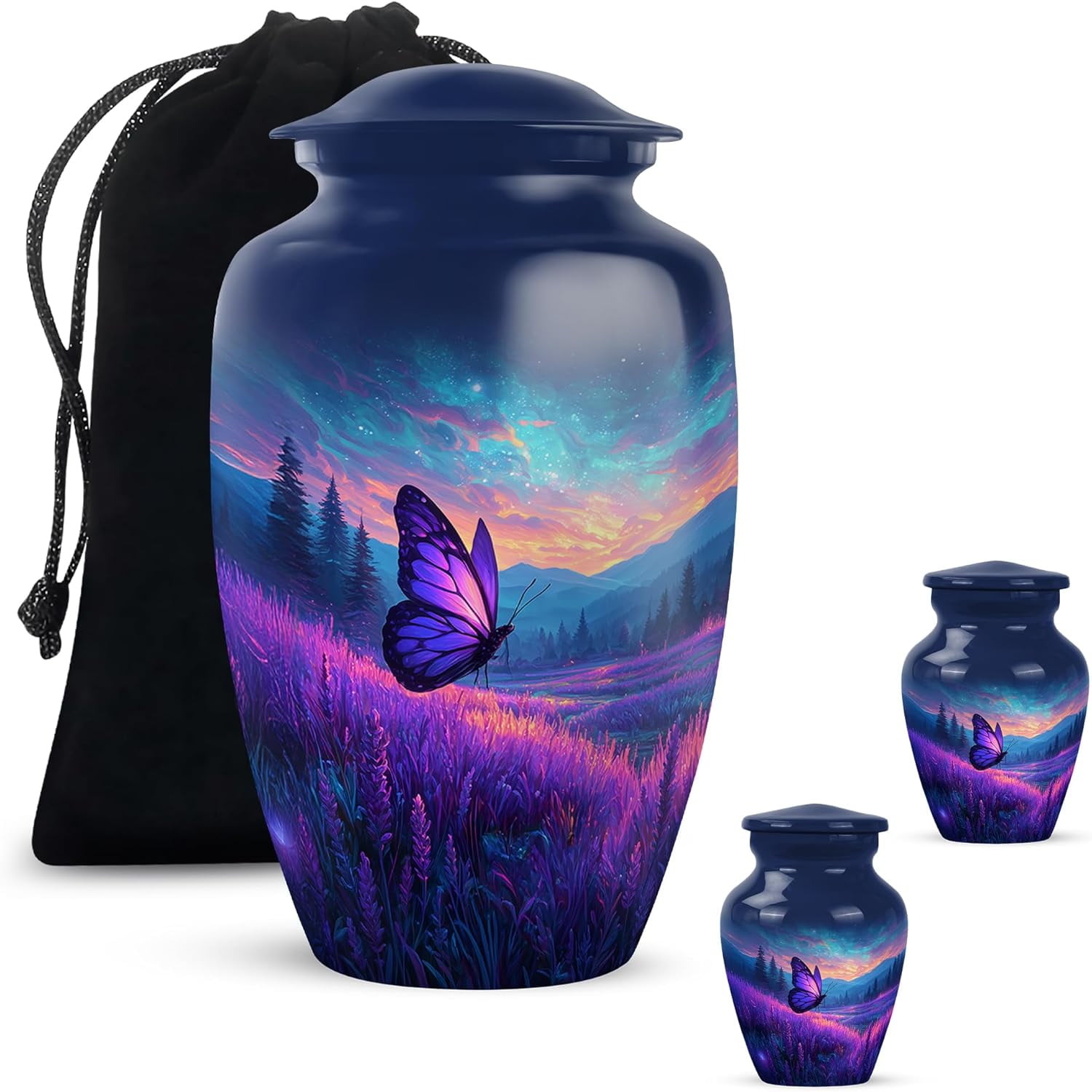 Purple Butterfly Burial Urn for Ashes Adult Male, Cremation Urn for ...