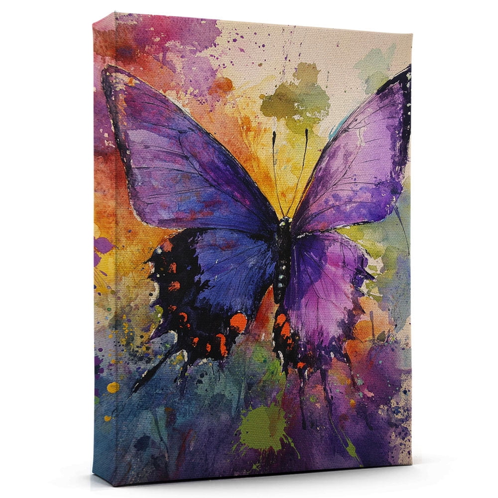 Purple Butterfly Canvas Wall Art Animal Decor, Purple Butterfly Canvas ...