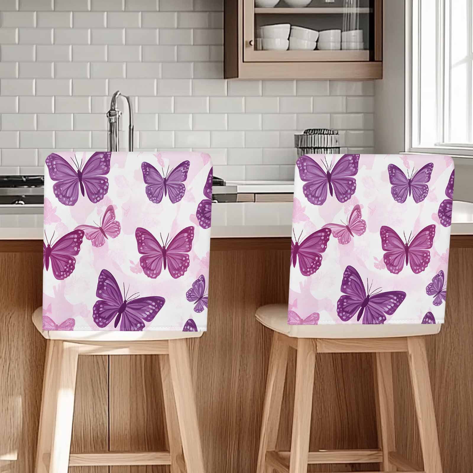 Purple Butterfly Chair Covers Set of 4 Cartoon Cute Style Chair Back ...