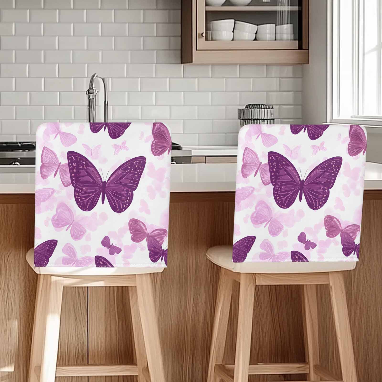 Purple Butterfly Chair Covers Set of 8 Pink Bug Modern Art Cartoon ...