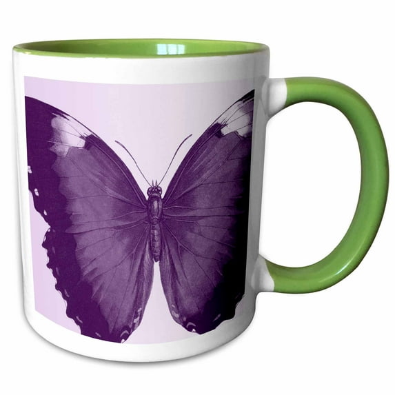 3drose, Purple Butterfly Chic Nature Art, 11oz Two-tone Green Mug ...
