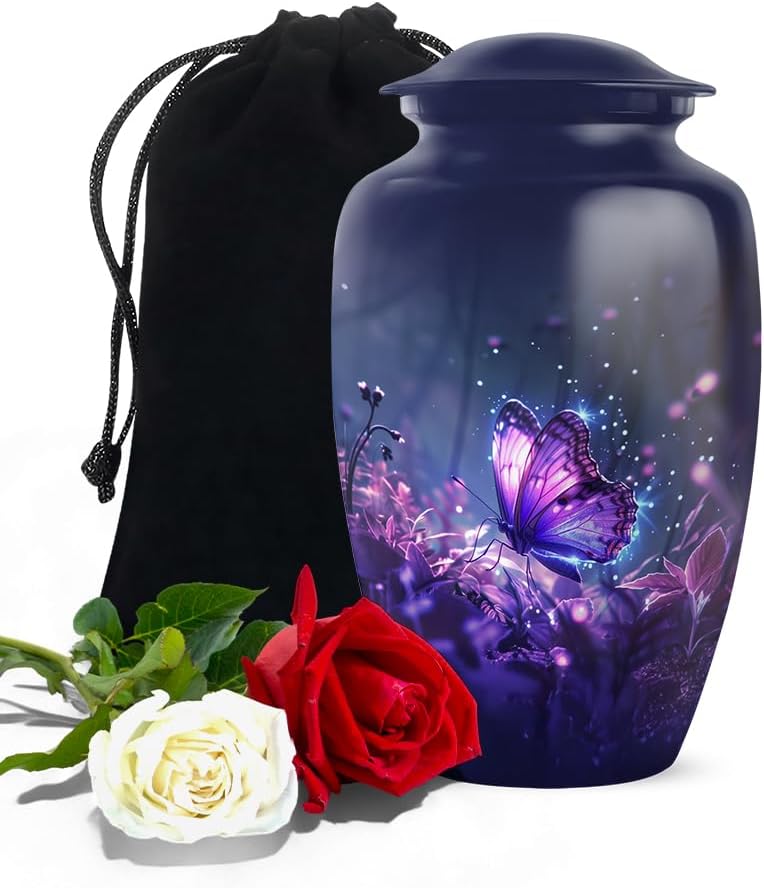 Purple Butterfly Cremation Urn, Urns For Ashes Adult Female, Decorative ...