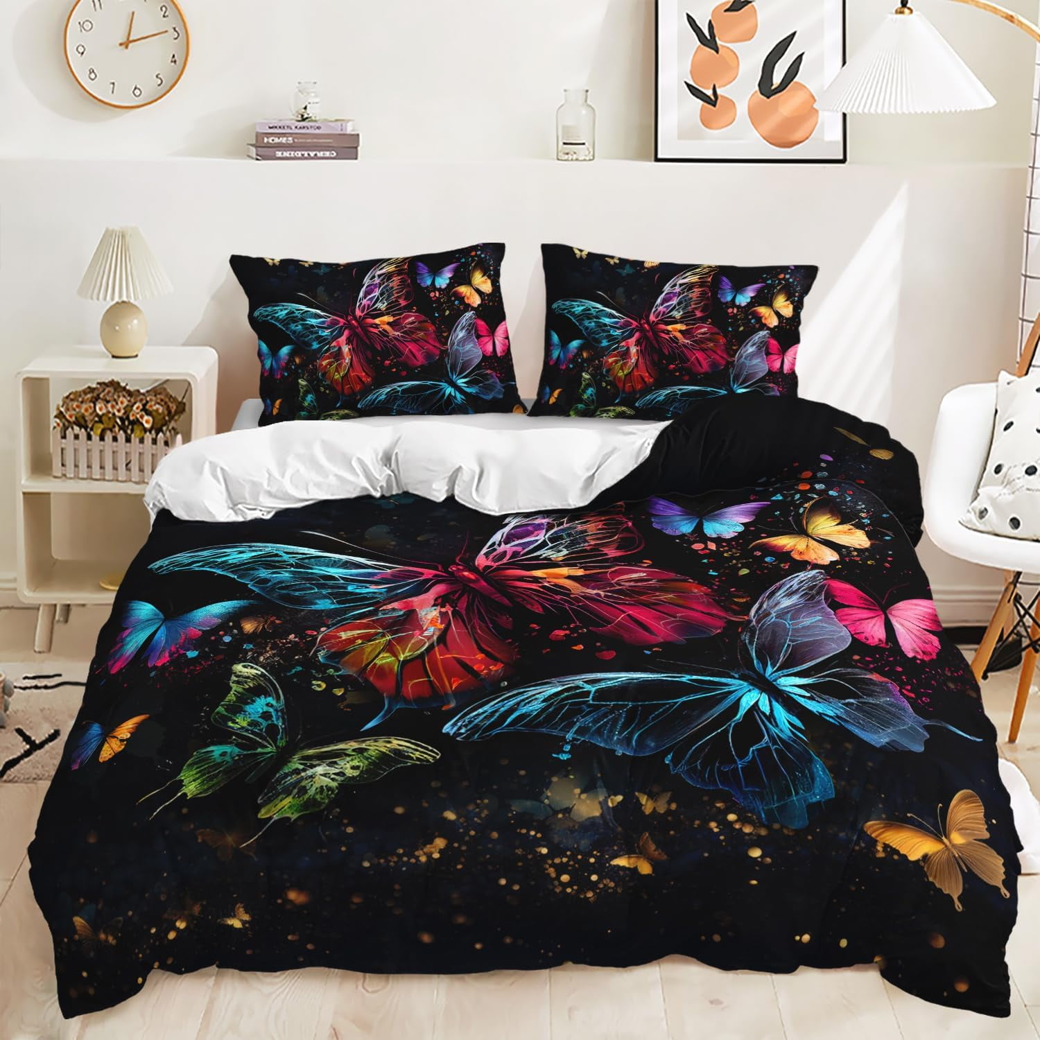 Purple Butterfly Duvet Cover Set Size Lavender Floral Comforter Cover ...