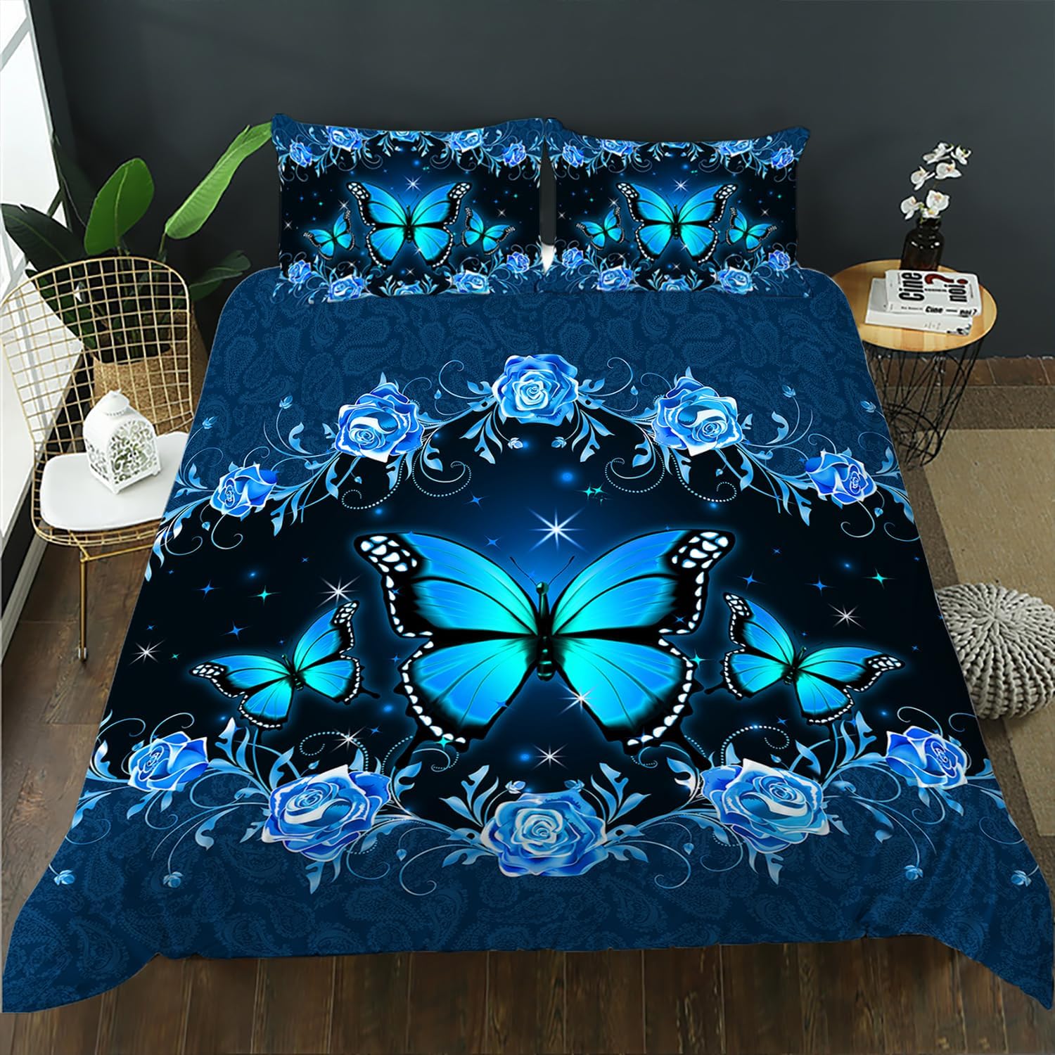 Purple Butterfly Duvet Cover Set Size Lavender Floral Comforter Cover ...