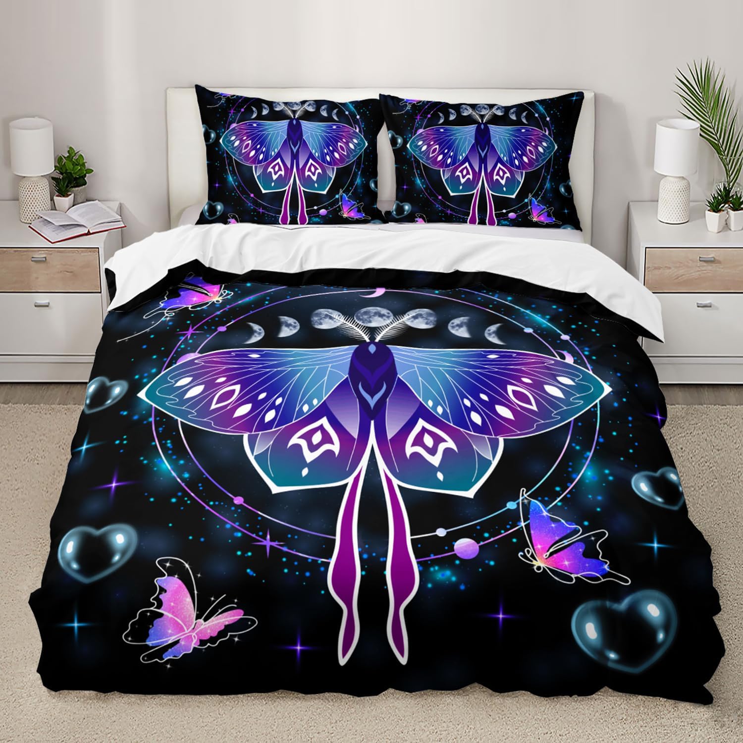 Purple Butterfly Duvet Cover Set Size Lavender Floral Comforter Cover ...