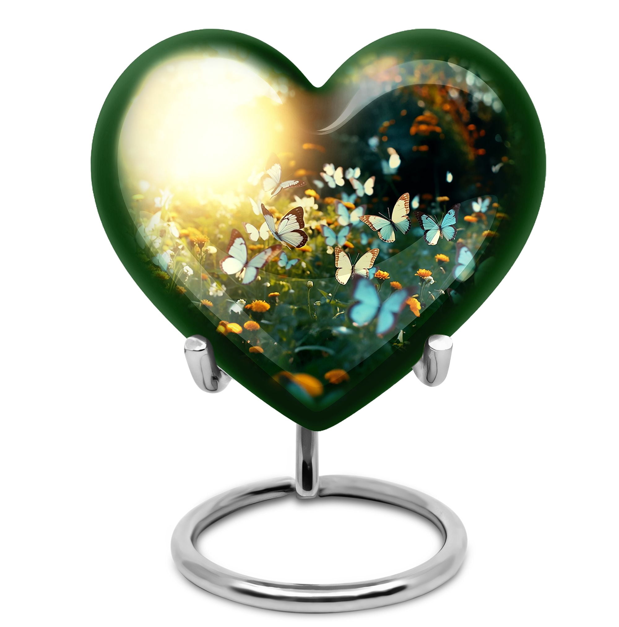 Purple Butterfly Heart Shaped Cremation Urns Large Adult - Heart Shaped ...